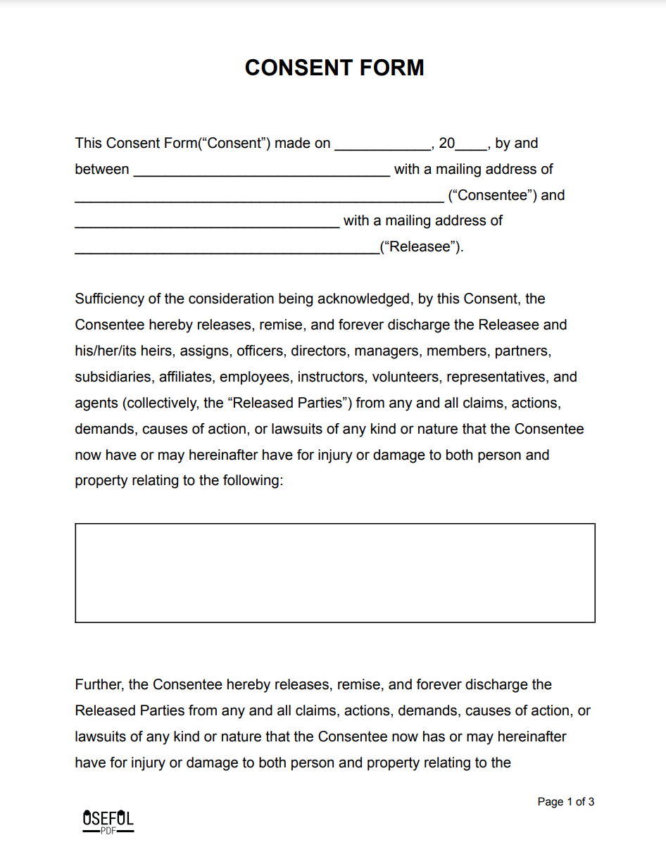 25 Free Consent Form Templates Samples